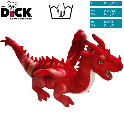 Dragon sitting red | Soft Toy - Stuffed Animal | Plueschtier.de